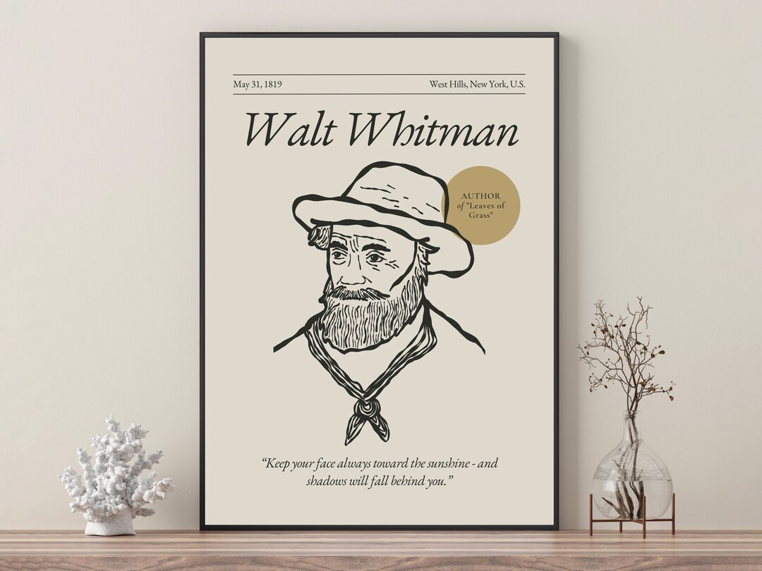 Walt Whitman Portrait Poster: Literary Quote Wall Art - Etsy