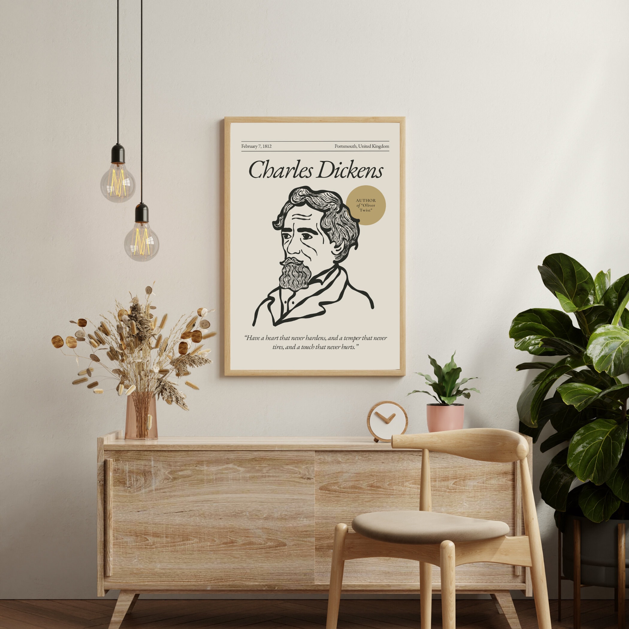 Charles Dickens Poster authors Series, Writers Wall Art, Literary ...