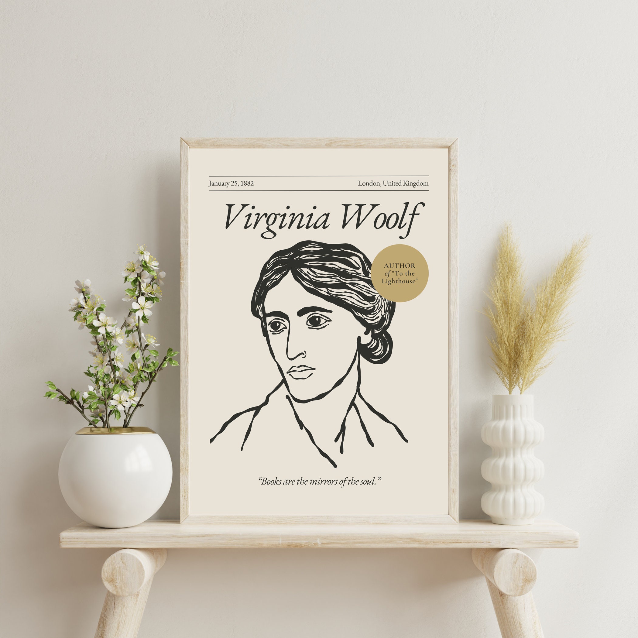 Virginia Woolf Poster authors Series, Writers Wall Art, Literary Poster ...