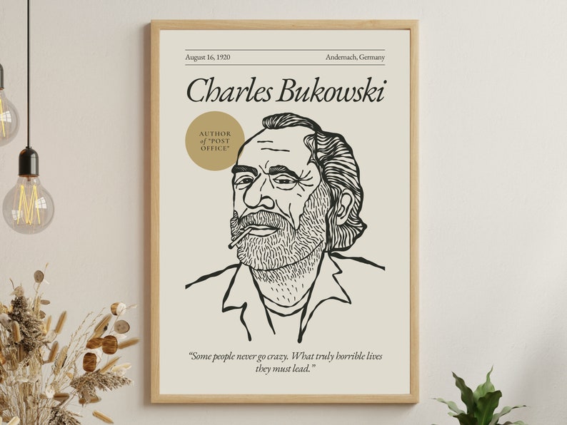 Charles Bukowski Art Print: Literary Portrait Poster - Etsy