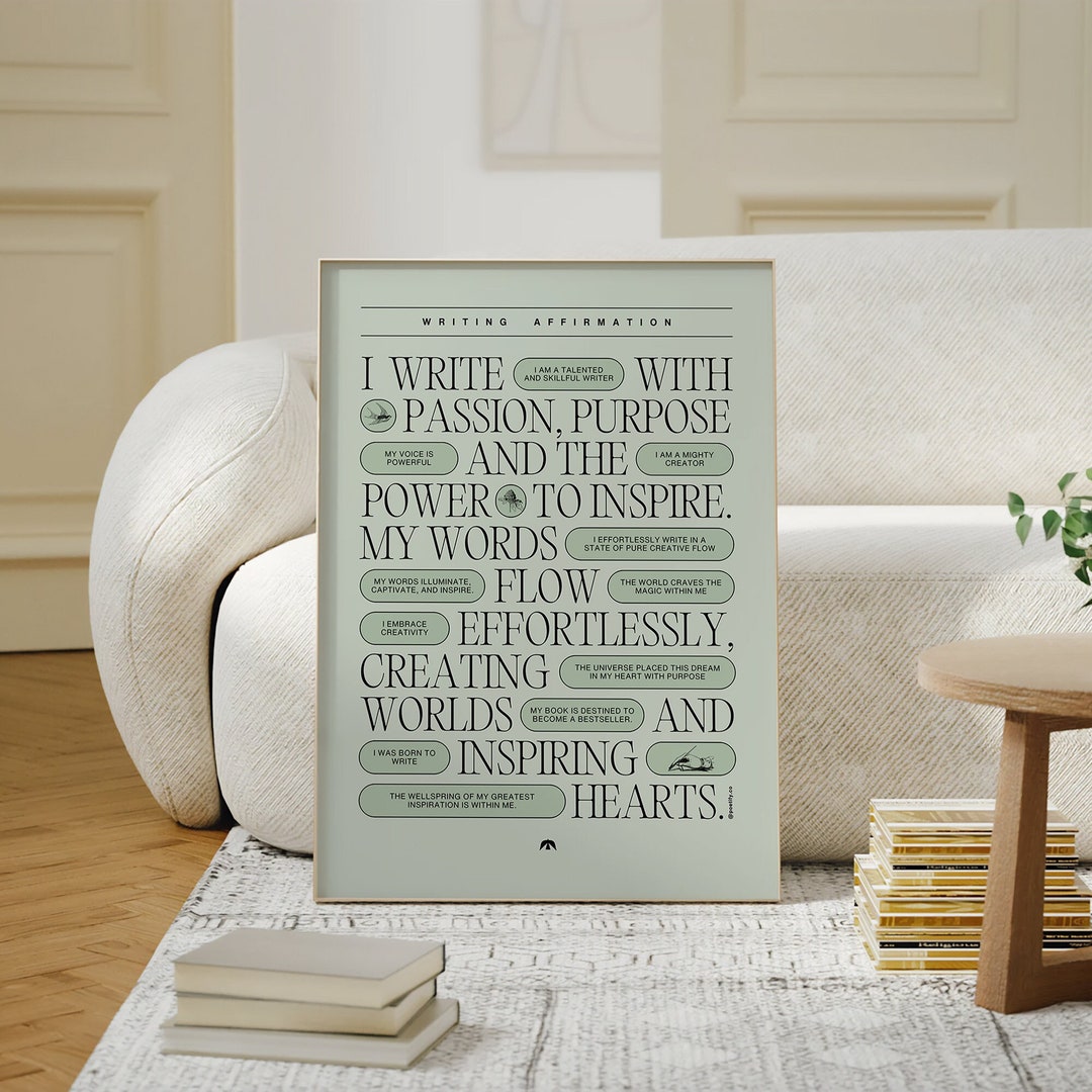 Writing Affirmation Poster: Motivational Wall Art, Classroom Decor - Etsy