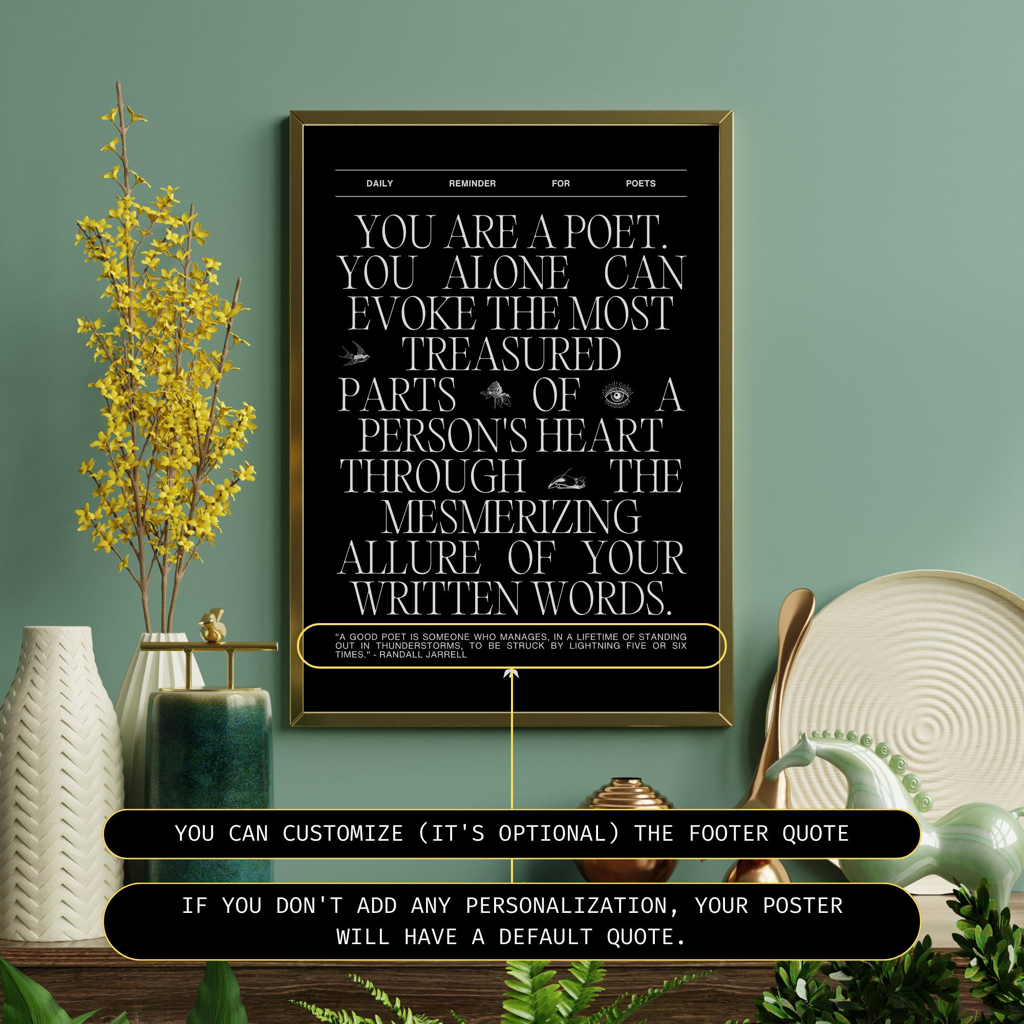 Customizable Poet Print: Inspirational Literary Wall Art - Etsy