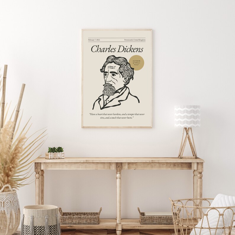 Charles Dickens Poster authors Series, Writers Wall Art, Literary ...