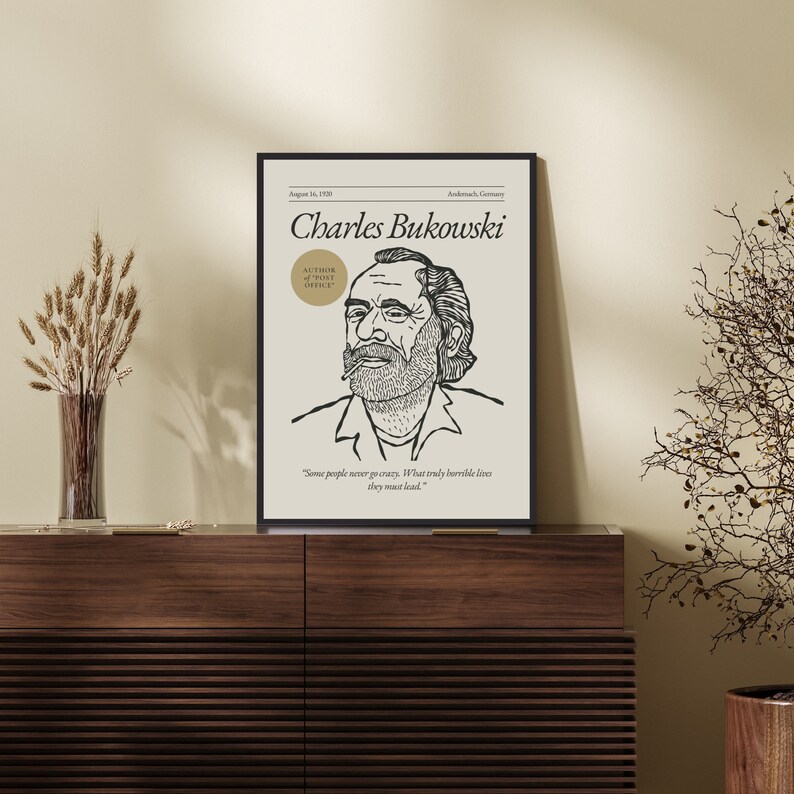 Charles Bukowski Art Print: Literary Portrait Poster - Etsy