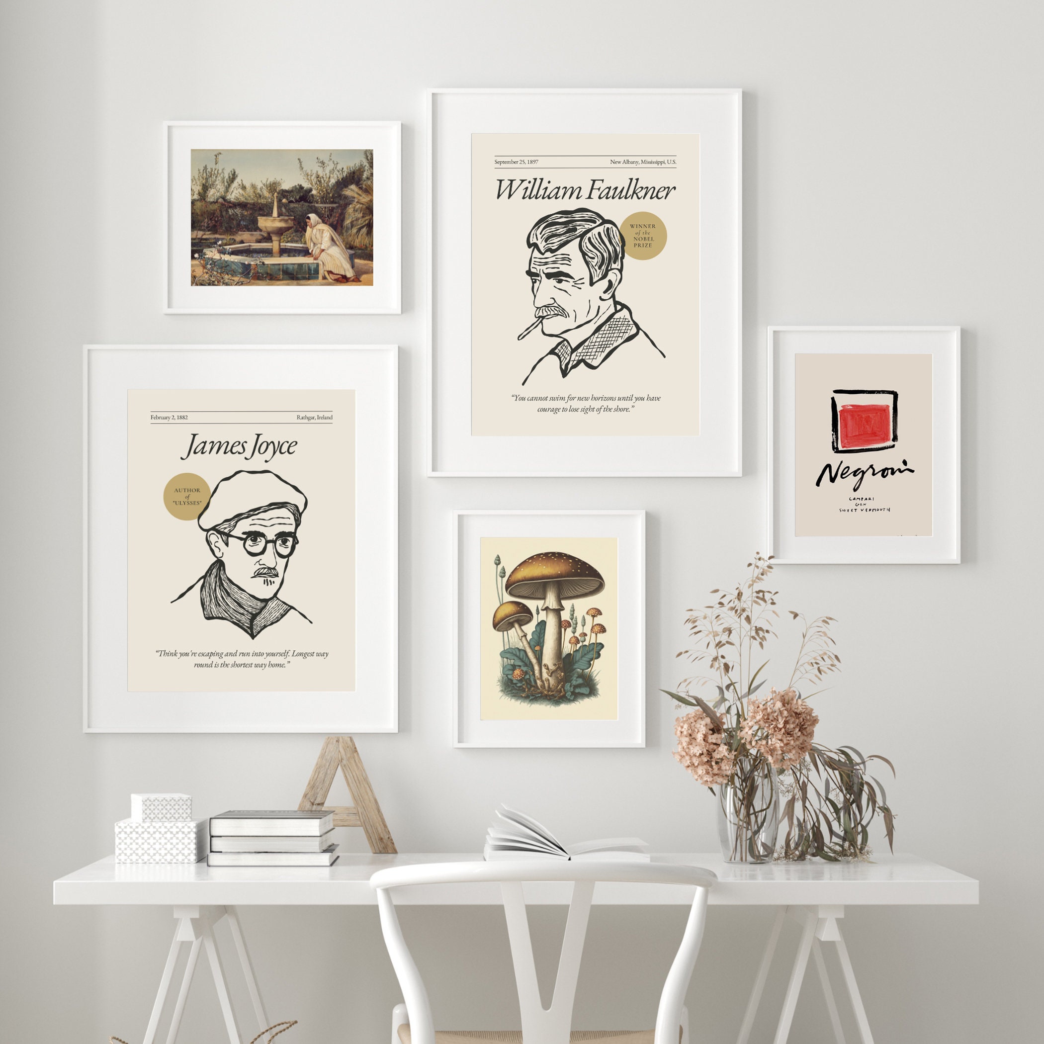William Faulkner Poster authors Series, Writer Aesthetic Wall Art ...