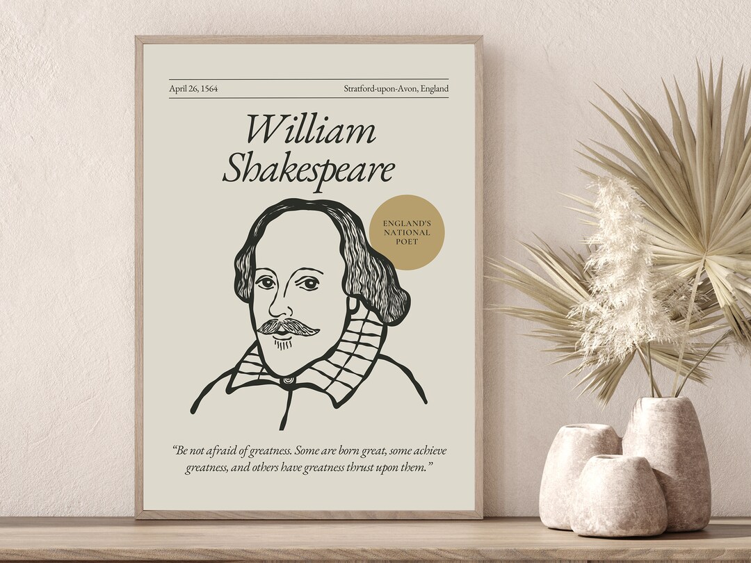 William Shakespeare Poster (authors Series), Gift for Poet, Writer ...