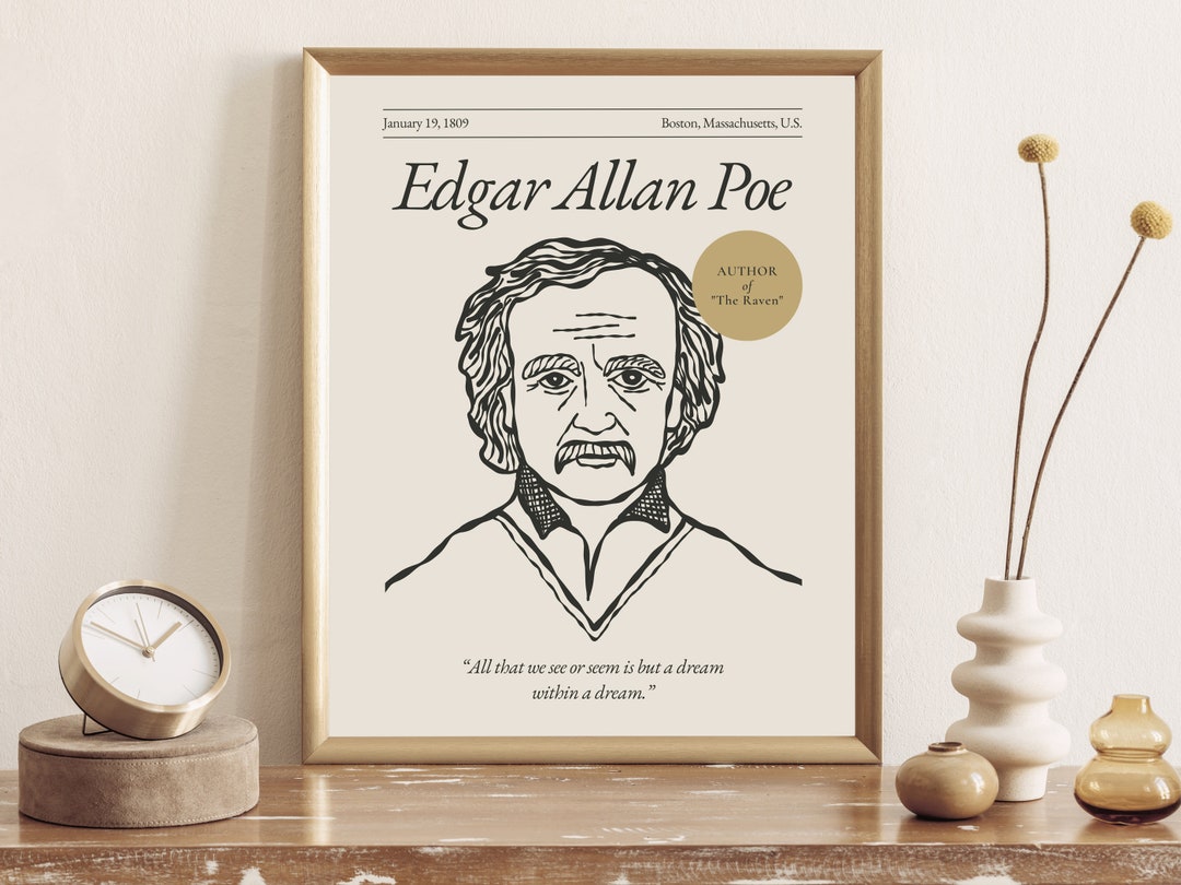 Edgar Allan Poe Poster (authors Series), Writers Wall Art, Literary ...
