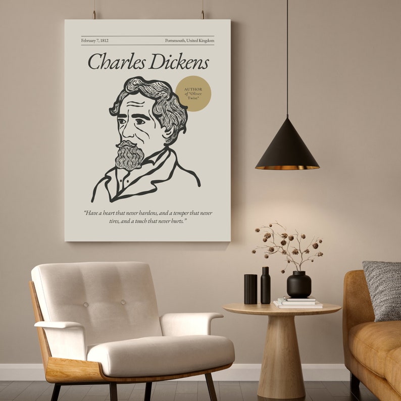 Charles Dickens Poster authors Series, Writers Wall Art, Literary ...