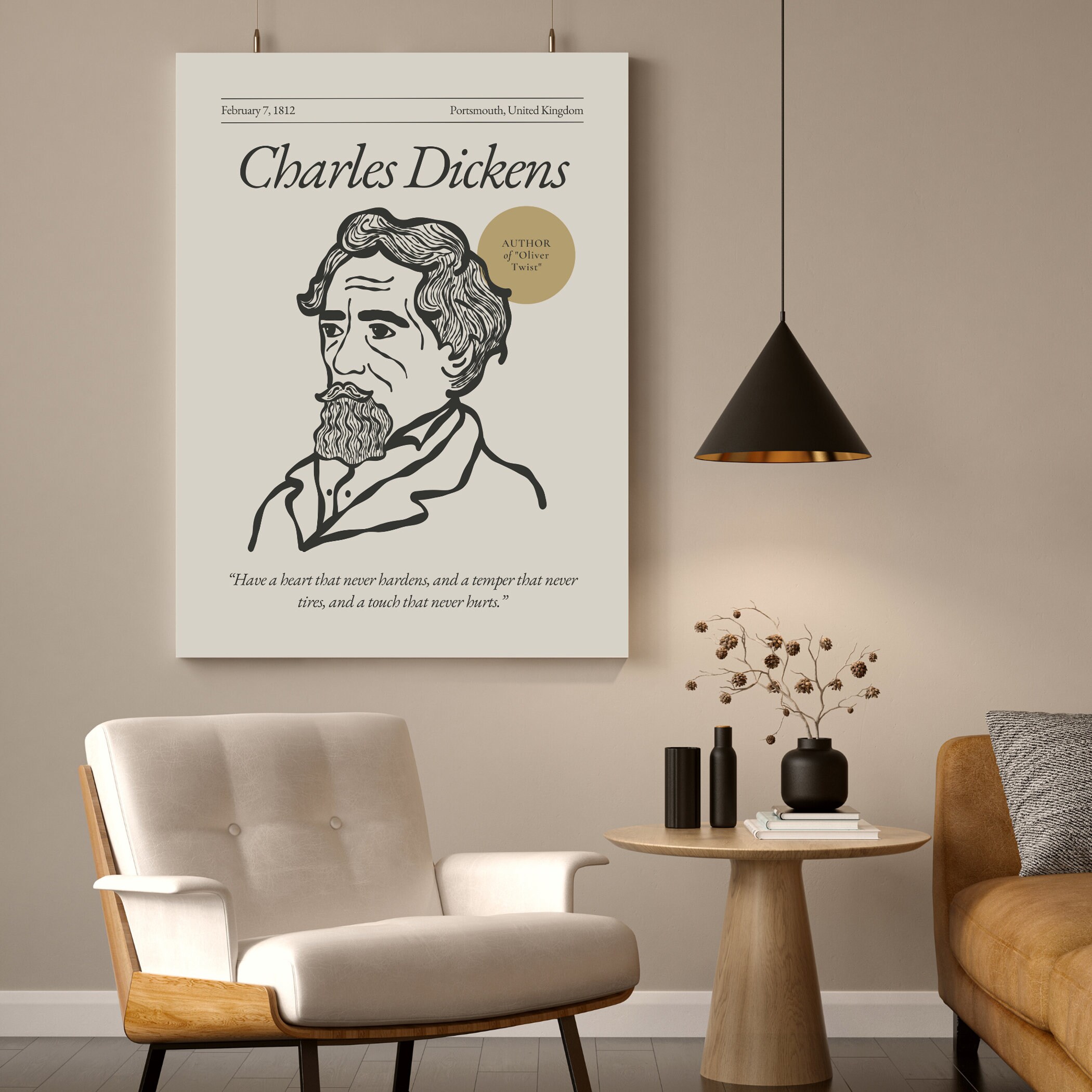 Charles Dickens Poster authors Series, Writers Wall Art, Literary ...
