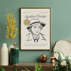 Agatha Christie Poster (authors Series), Author Wall Art Print ...