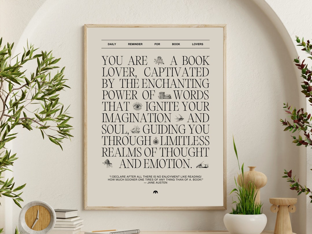 Inspirational Book Lover Gift Poster, Gift for Booklover, Literary Gift ...