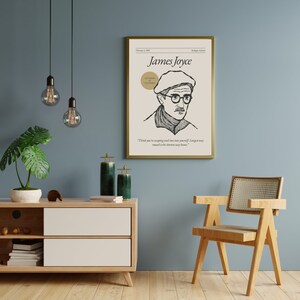 James Joyce Poster (authors Series), Authors Wall Art, Literary Art ...