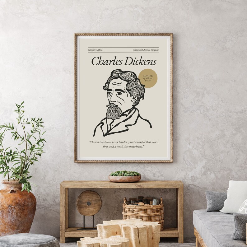 Charles Dickens Poster: Literary Wall Art, Author Gift - Etsy
