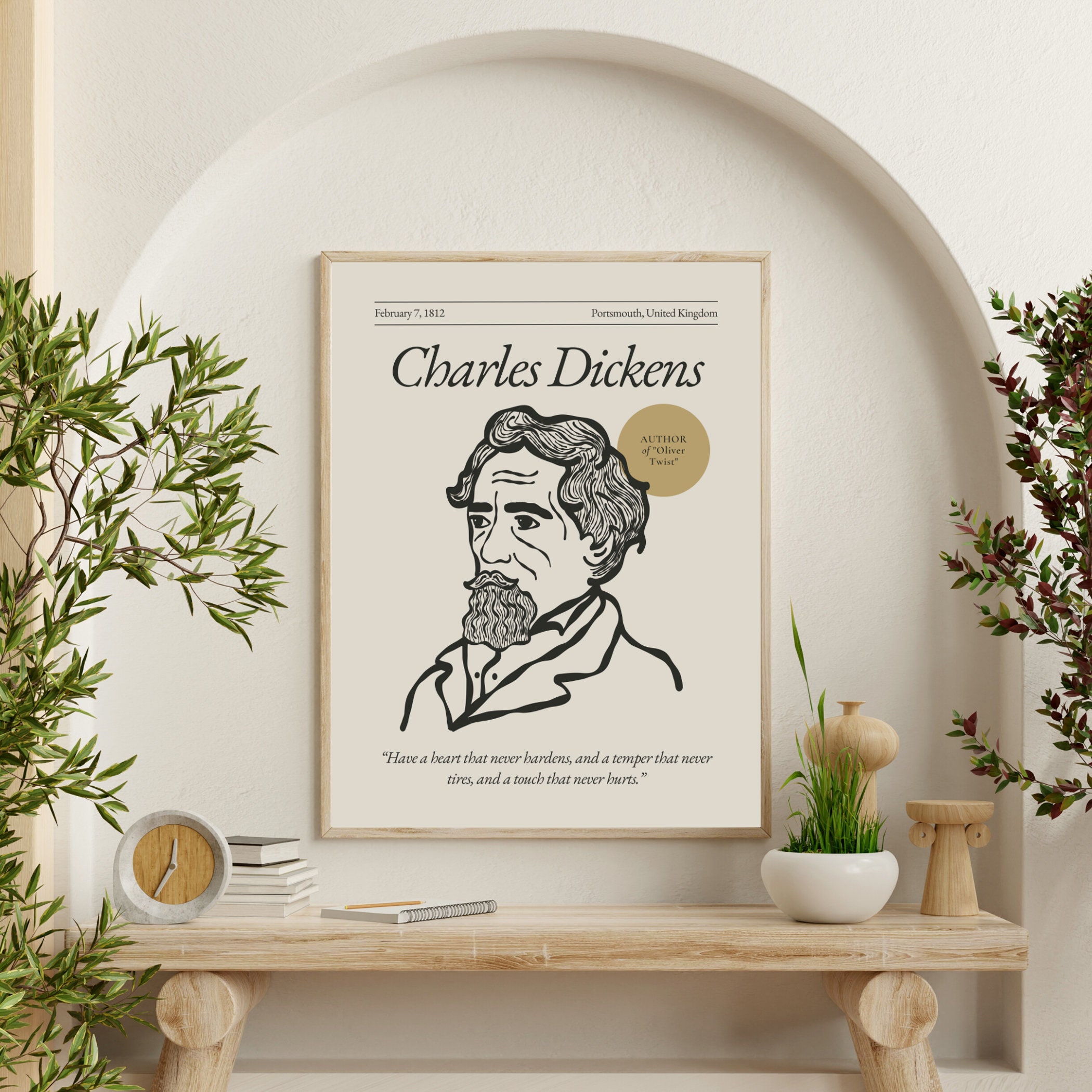 Charles Dickens Poster authors Series, Writers Wall Art, Literary ...