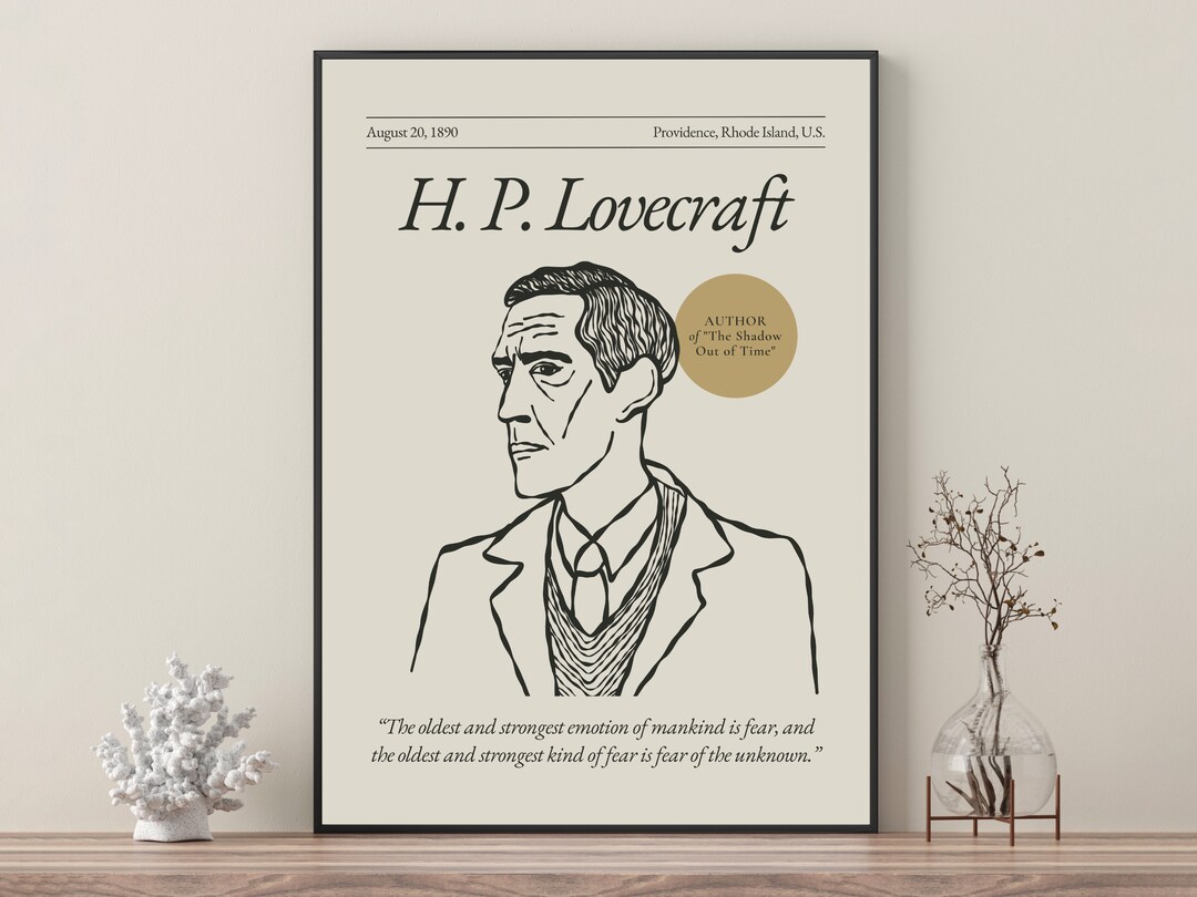 H. P. Lovecraft Poster: Writer Line Art Portrait, Literary Gift - Etsy