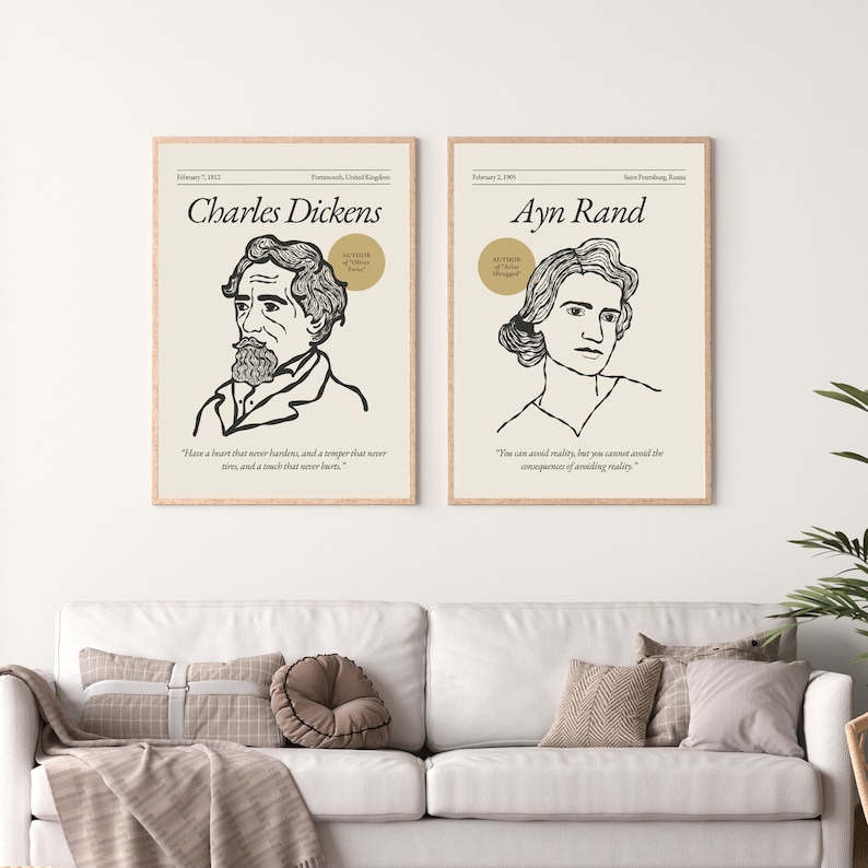 Charles Dickens Poster authors Series, Writers Wall Art, Literary ...