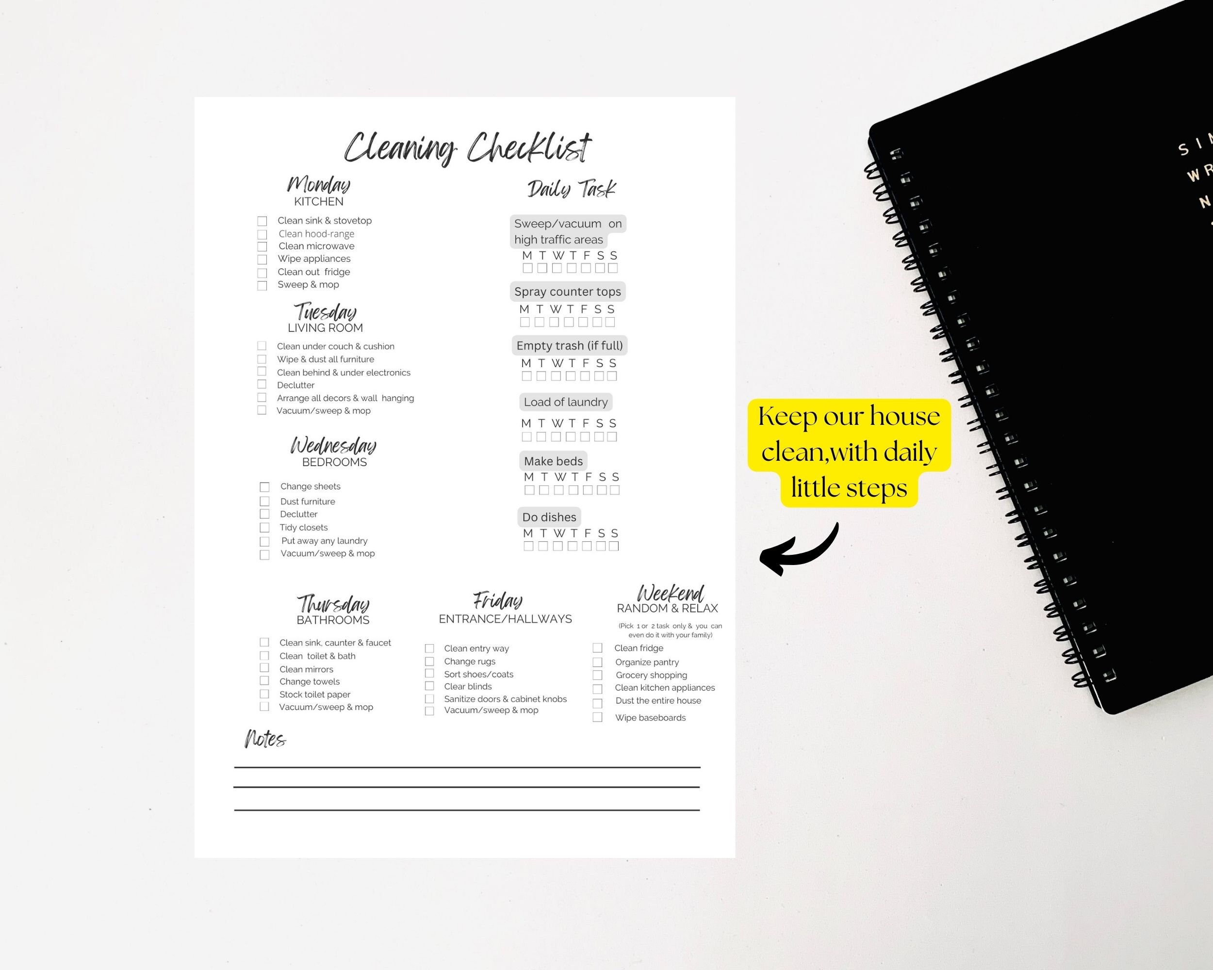 Editable Cleaning Checklist,minimalist Cleaning Checklist Editable ...