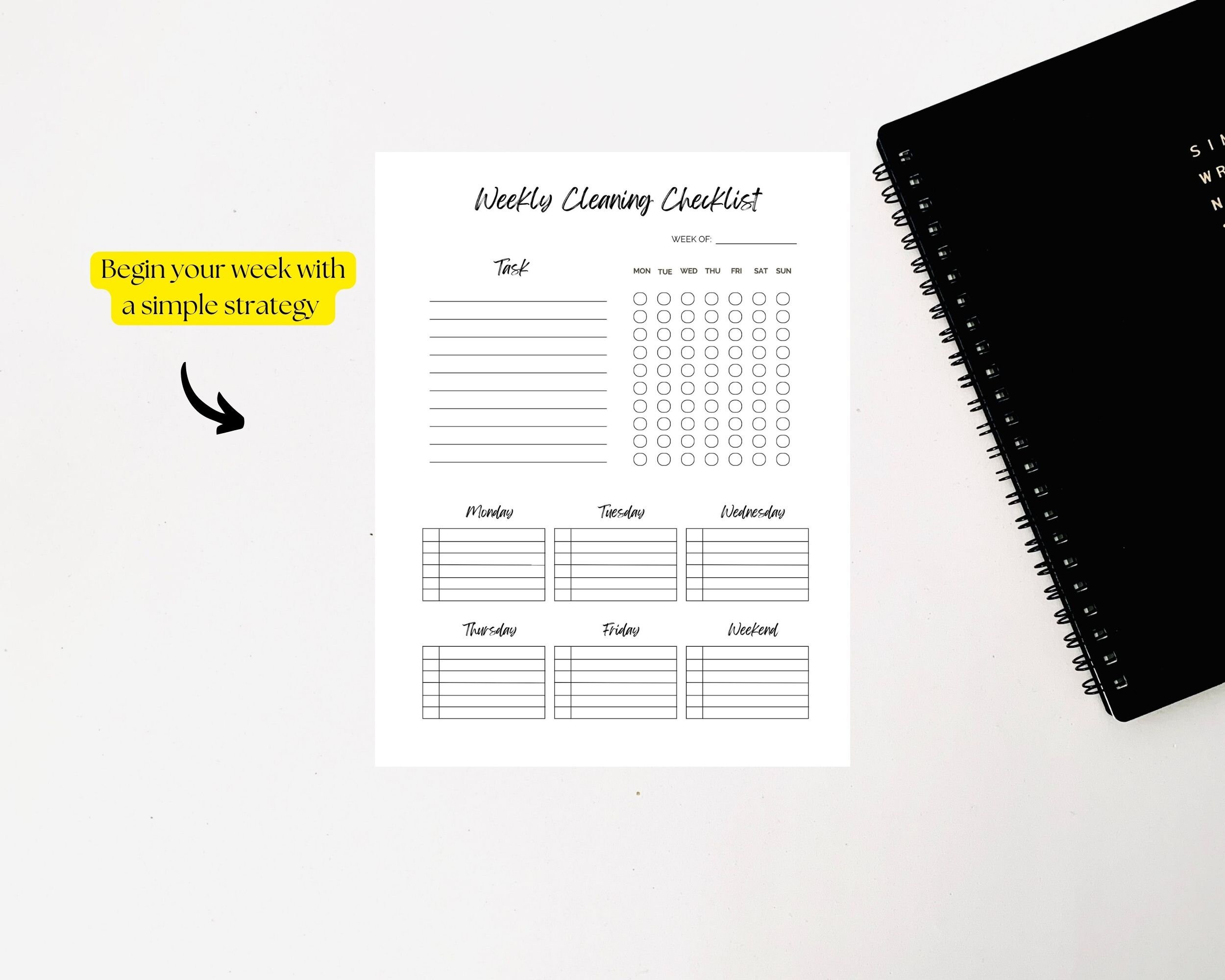 Editable Cleaning Checklist,minimalist Cleaning Checklist Editable ...