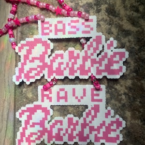 RAVE or BASS Barbie Perler Necklace - Etsy