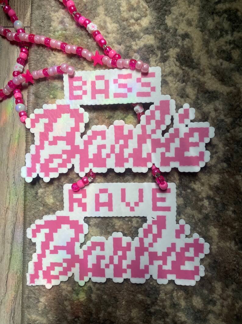 RAVE or BASS Barbie Perler Necklace - Etsy