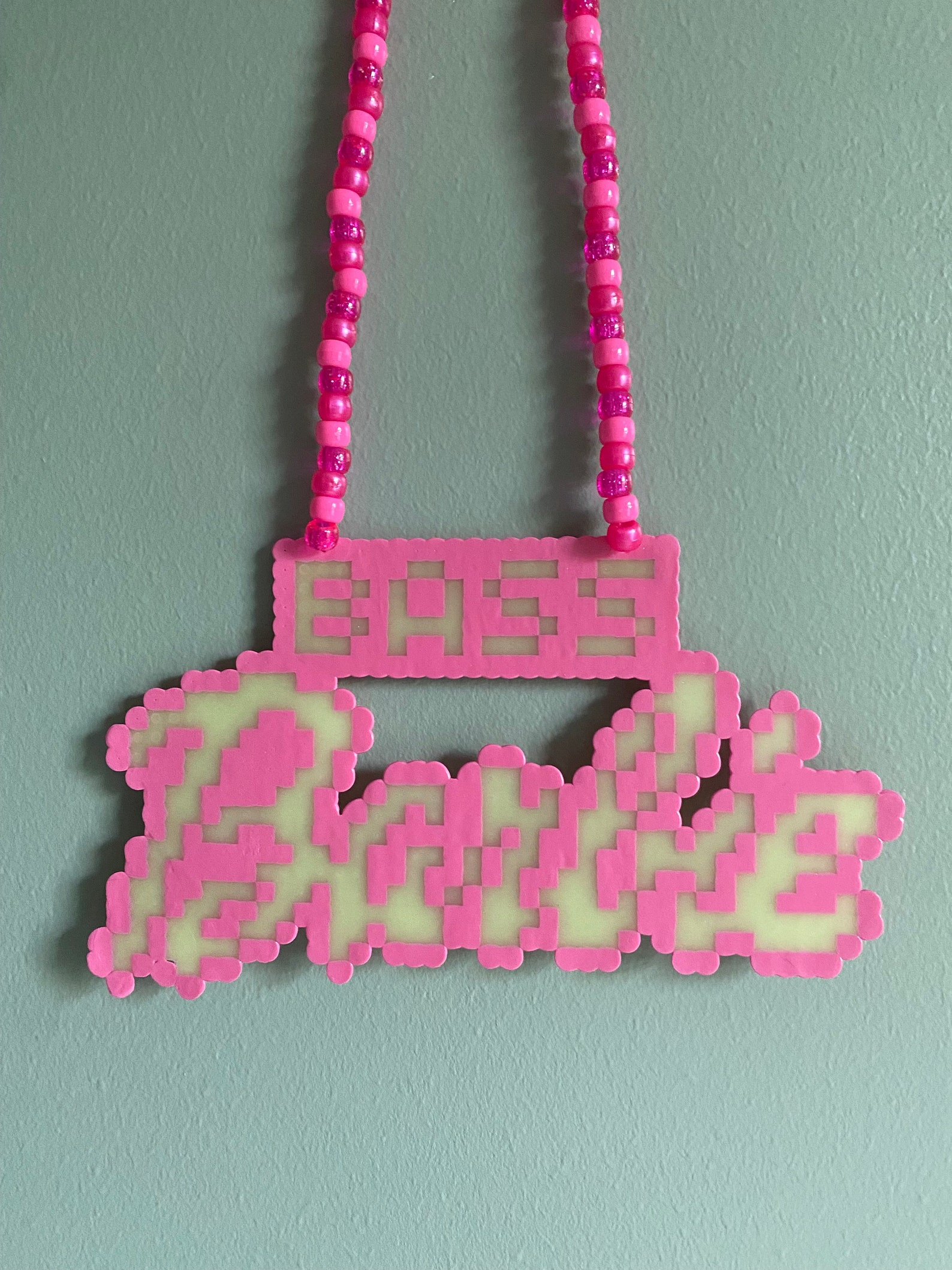 RAVE or BASS Barbie Perler Necklace - Etsy