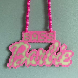 RAVE or BASS Barbie Perler Necklace - Etsy