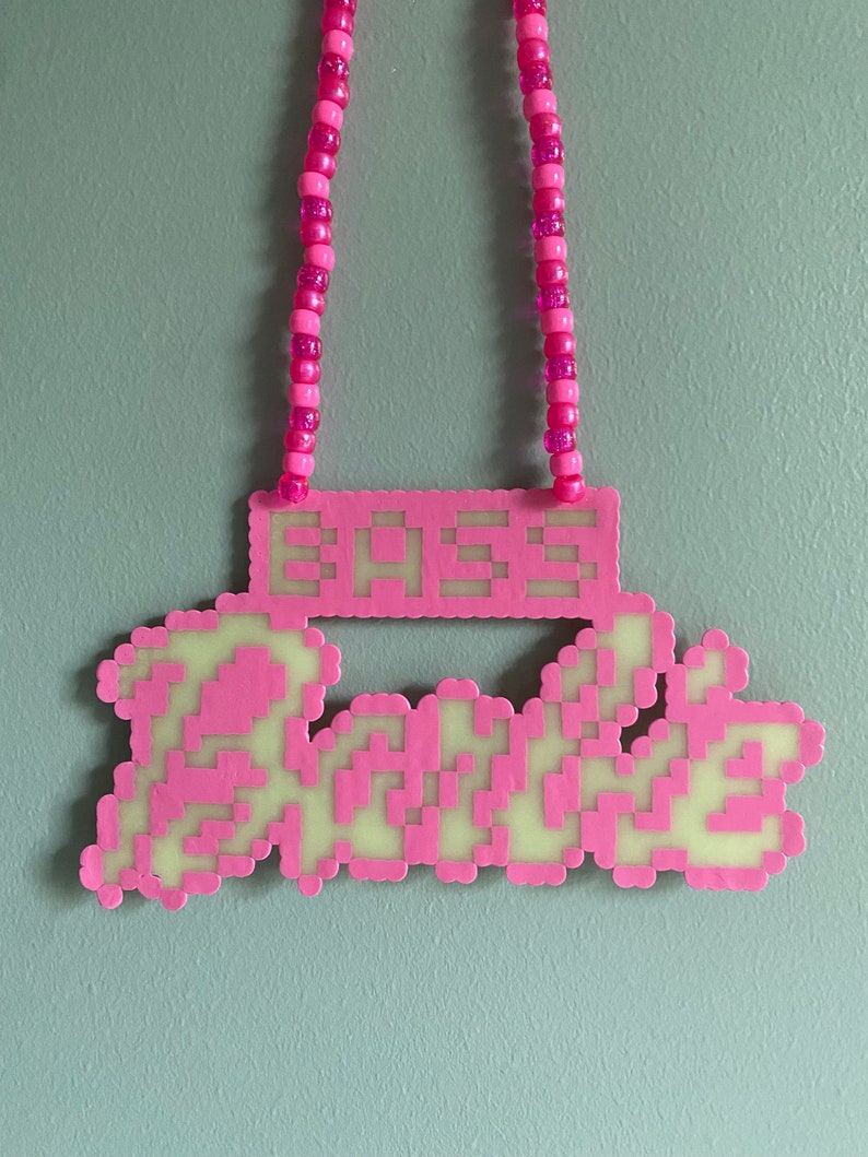 RAVE or BASS Barbie Perler Necklace - Etsy
