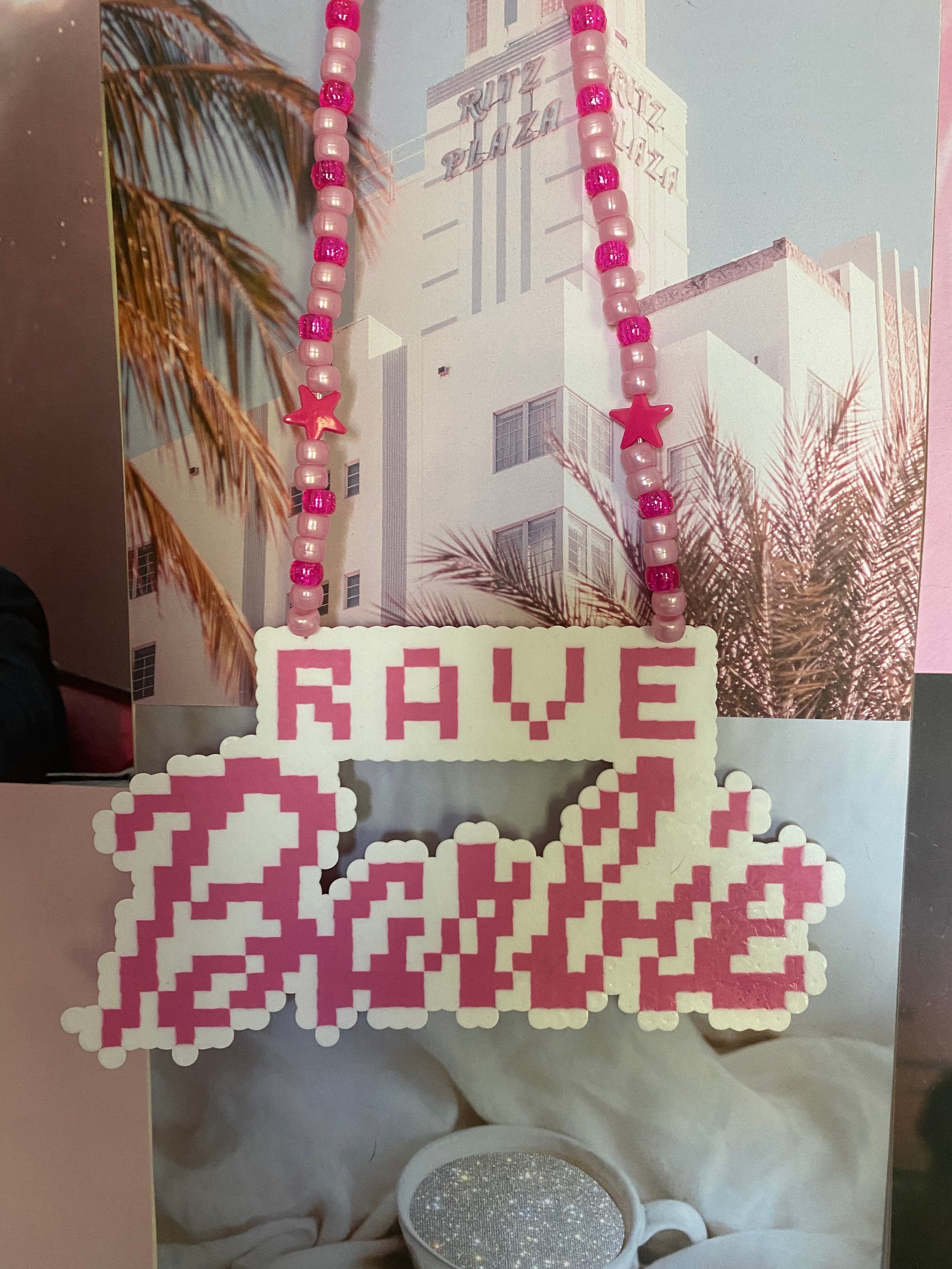 RAVE or BASS Barbie Perler Necklace - Etsy