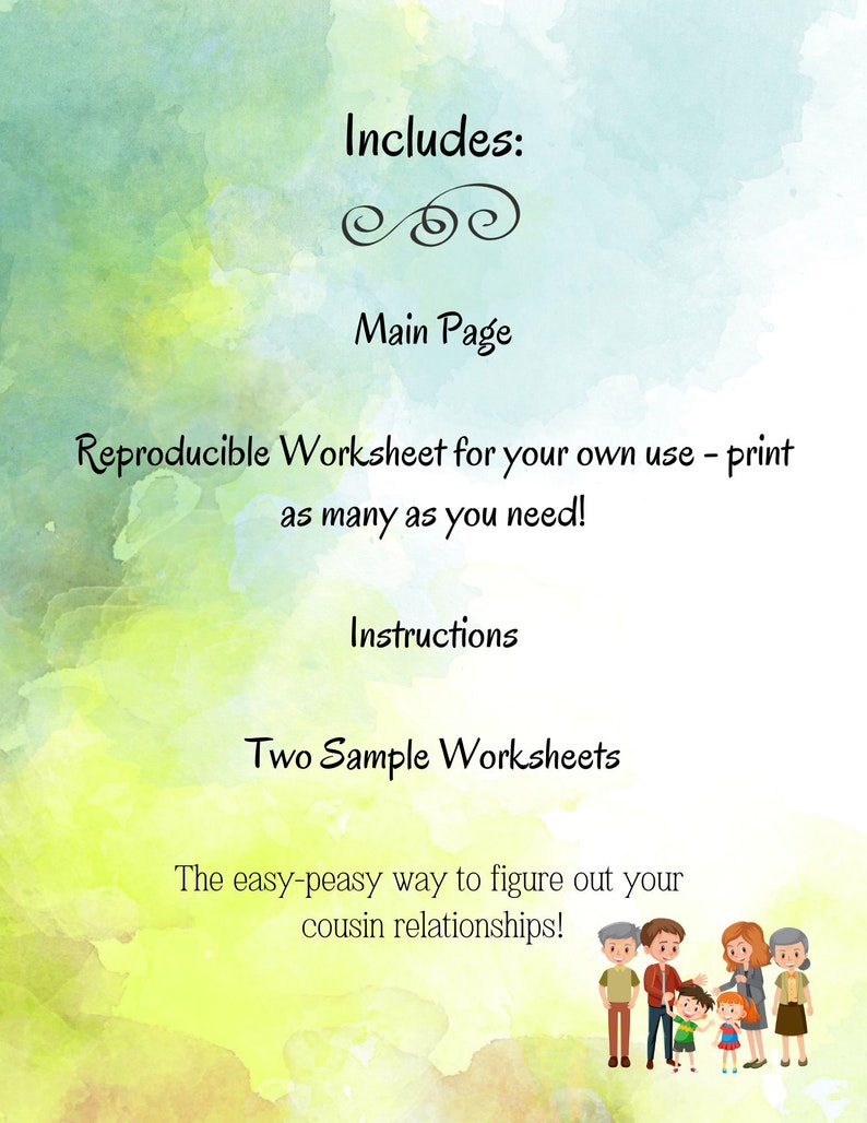 Cousin Chart WITH WORKSHEET! - Etsy
