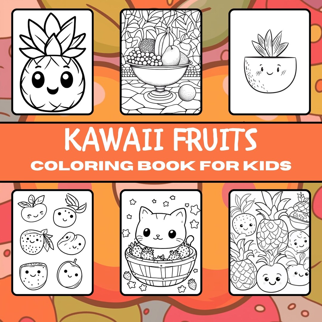 Bold and Easy Kawaii Fruits Coloring Pages Printable Cute Fruits ...