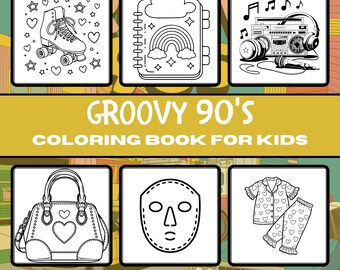 Groovy 90s Coloring Pages, Cute Digital Coloring Book, Printable ...