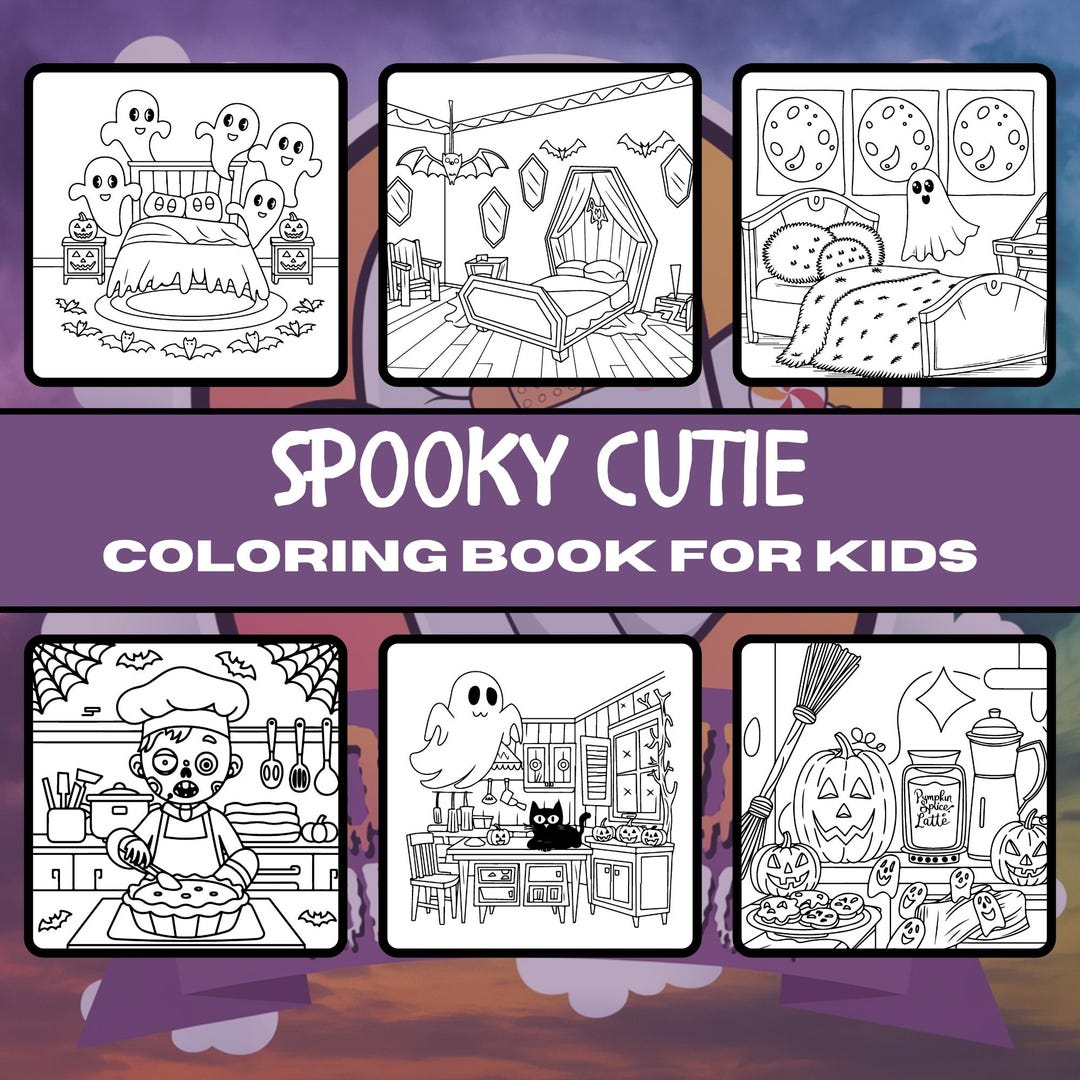 Spooky Cutie Coloring Pages | 10 Cute & Cozy Halloween Pages | Set One ...