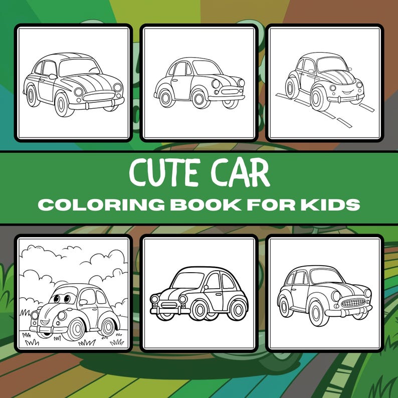 Cute Cars Coloring Book Pages for Kids - Easy to Color and Printable ...