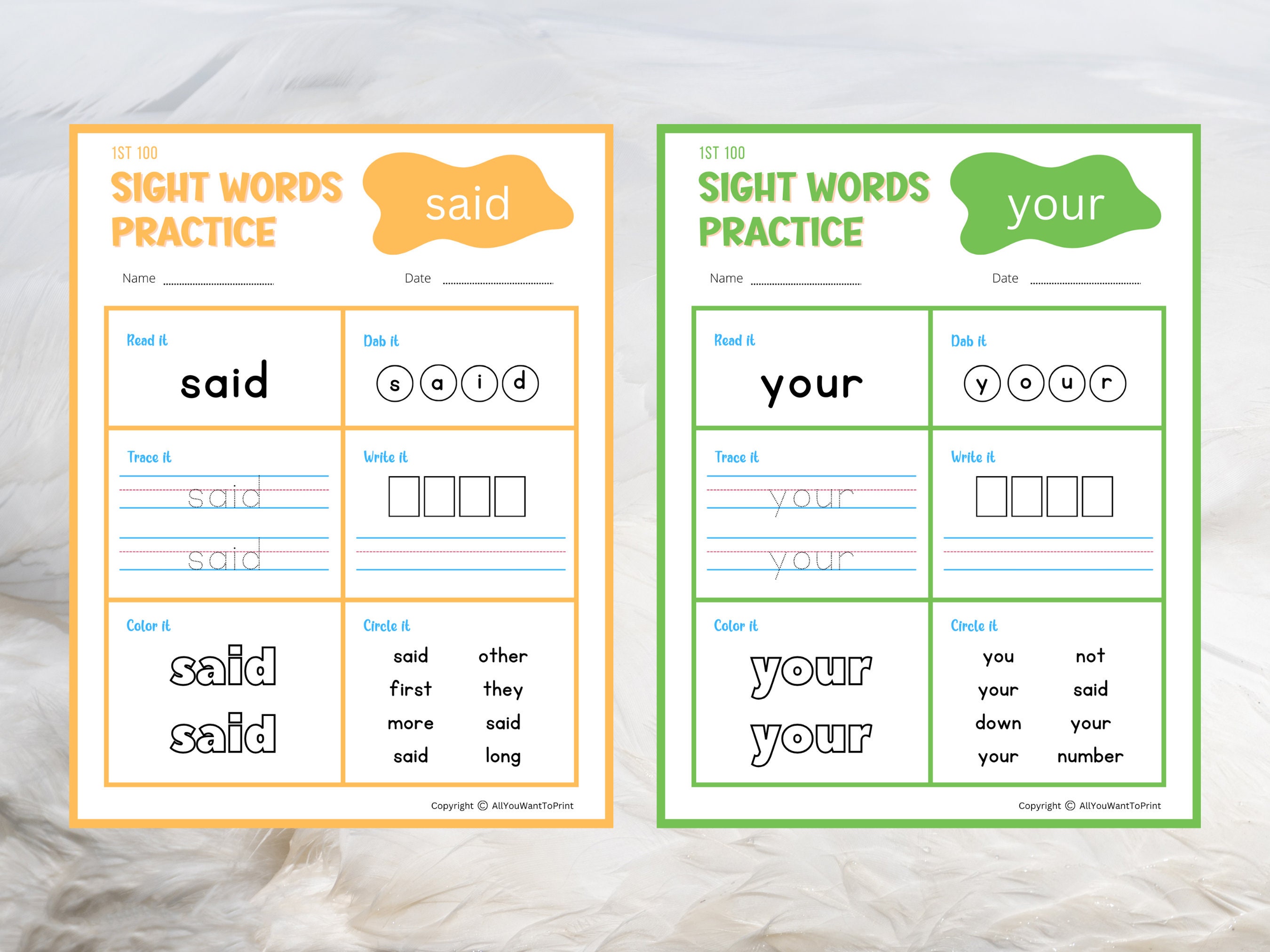 1st 100 Fry Sight Words Practice, Sight Words Printable, Sight Word ...