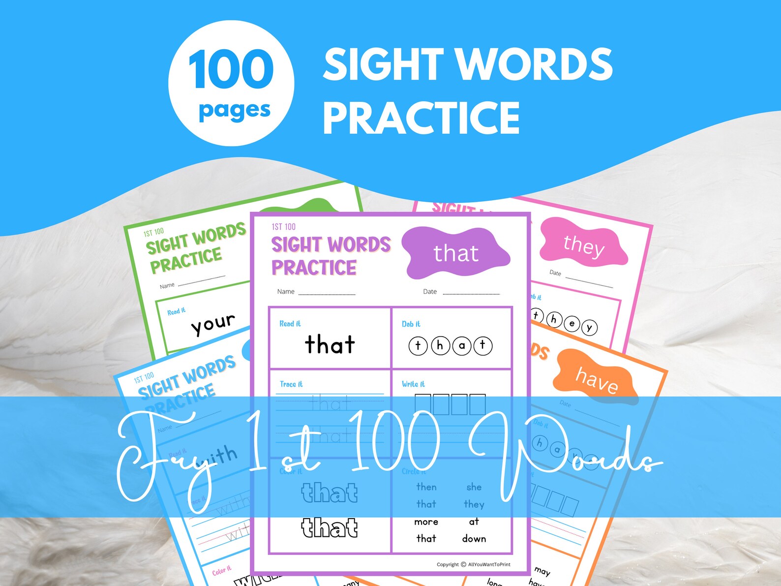 1st 100 Fry Sight Words Practice, Sight Words Printable, Sight Word ...