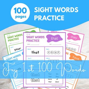 1st 100 Fry Sight Words Practice, Sight Words Printable, Sight Word ...