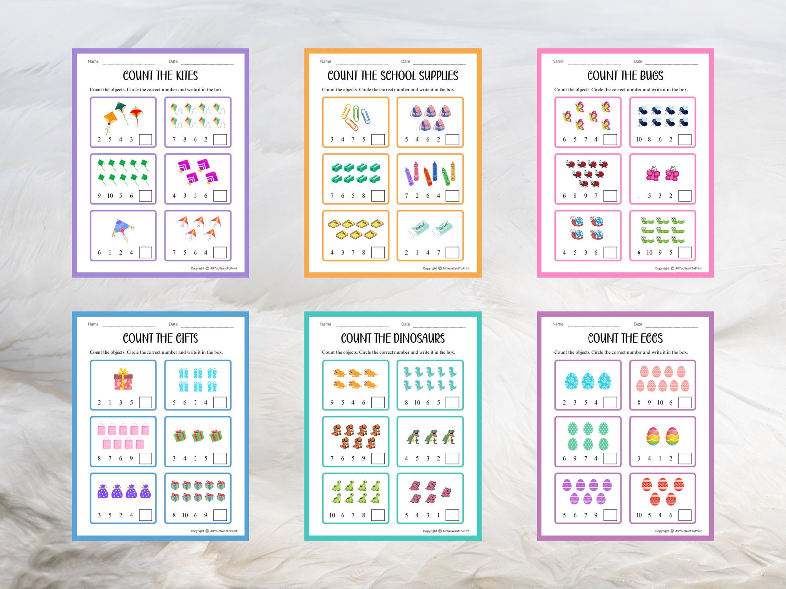 1-10 Counting Worksheets for Toddlers Count Numbers 1 to 10, Toddler ...