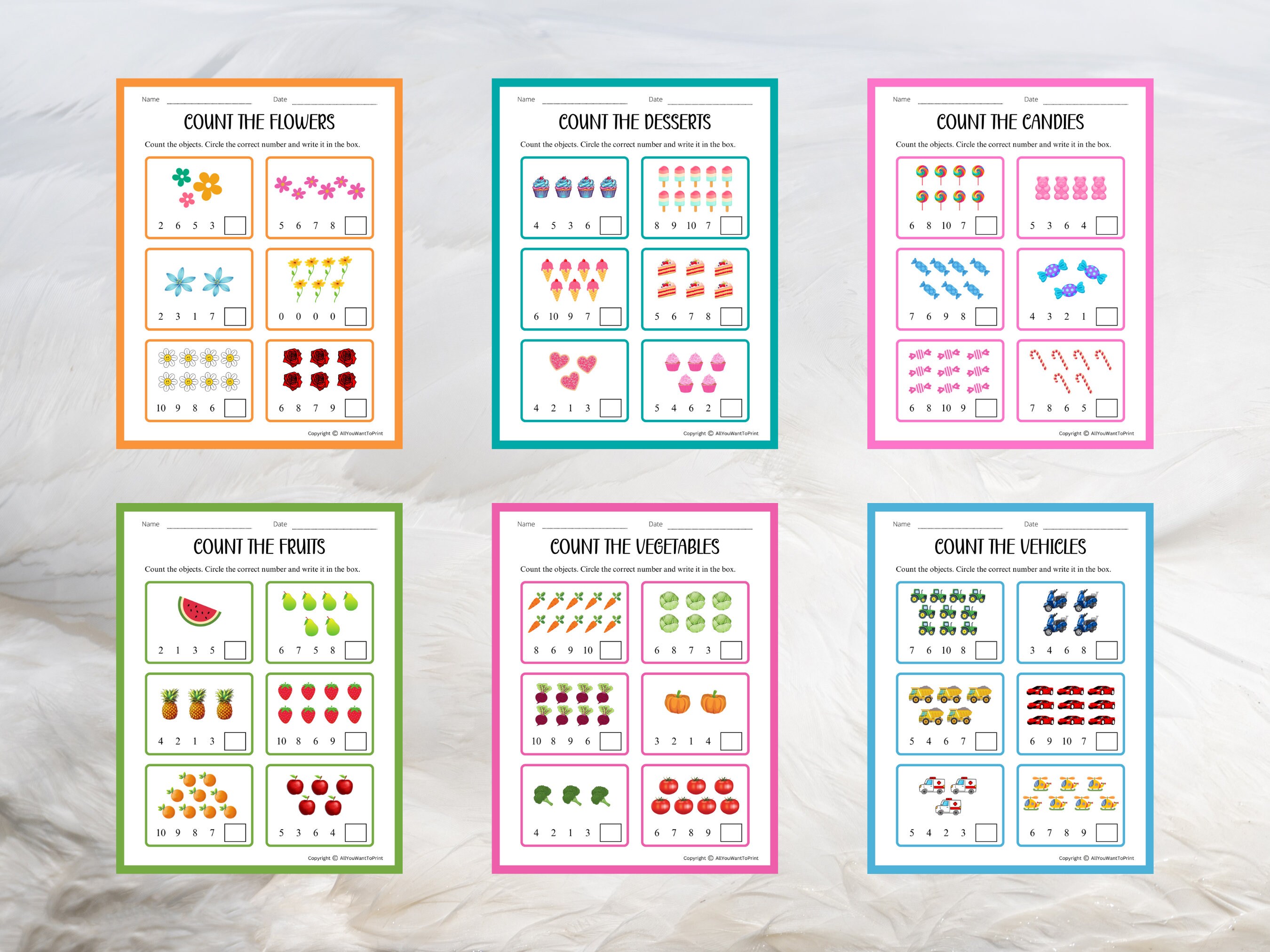1-10 Counting Worksheets for Toddlers Count Numbers 1 to 10, Toddler ...