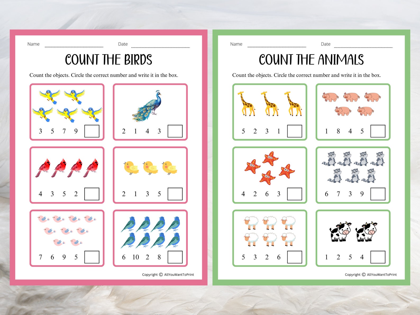 1-10 Counting Worksheets for Toddlers Count Numbers 1 to 10, Toddler ...