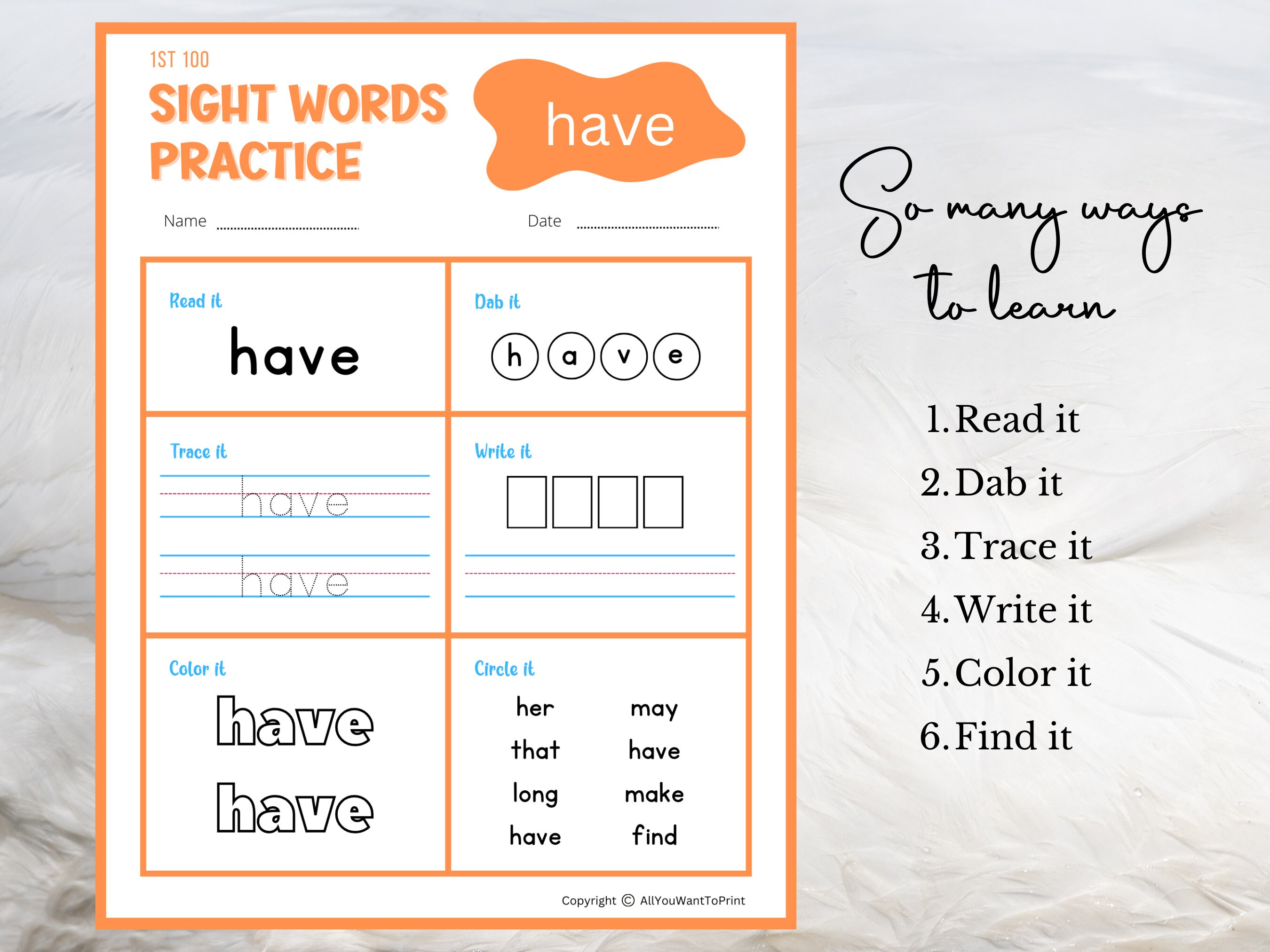 1st 100 Fry Sight Words Practice, Sight Words Printable, Sight Word ...