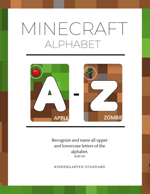 Minecraft Alphabet Preschool Kindergarten printable Letters - Etsy