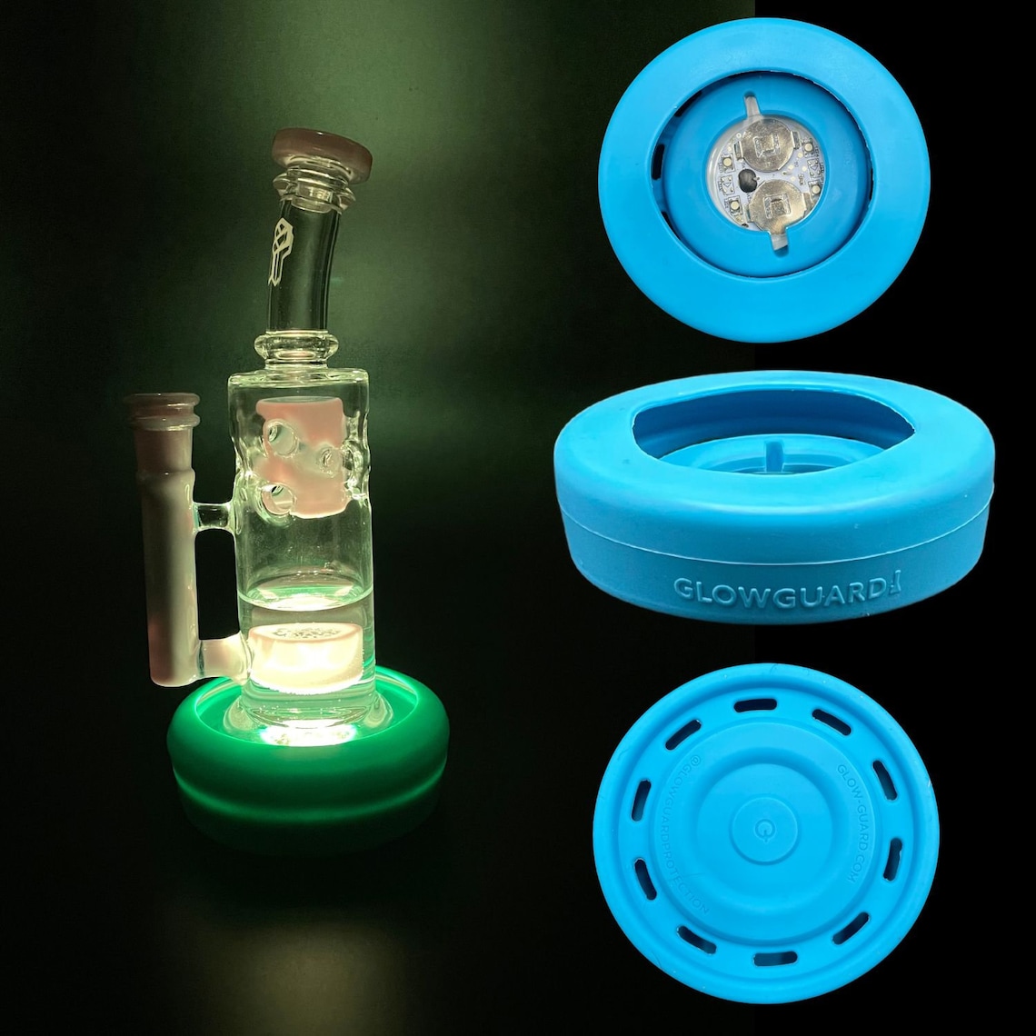 Glass Water Pipe Hookah Rig Replaceable Coin Battery LED Base - Etsy