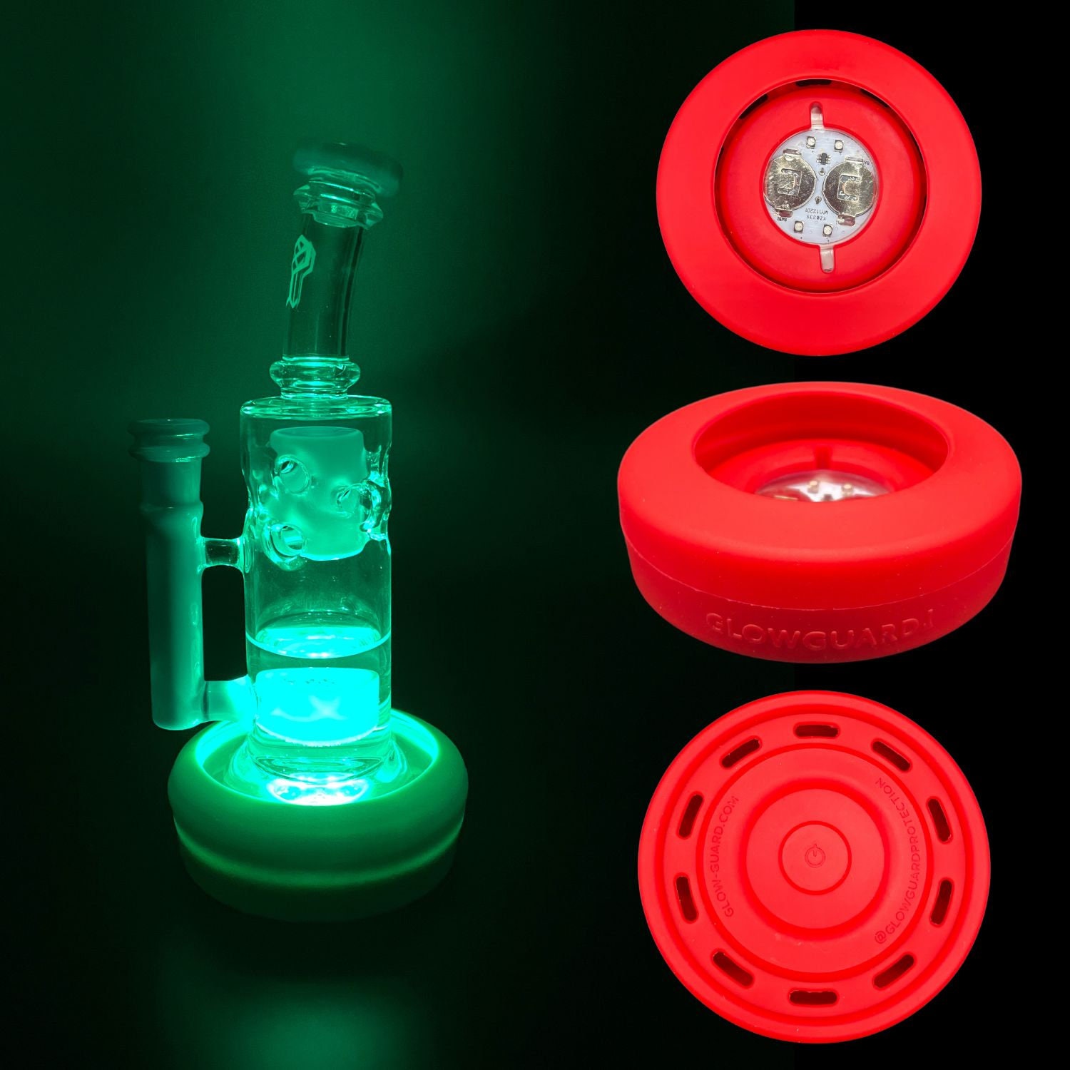 Glass Water Pipe Hookah Rig USB Rechargeable LED Base Bumper 3in-4.25in ...