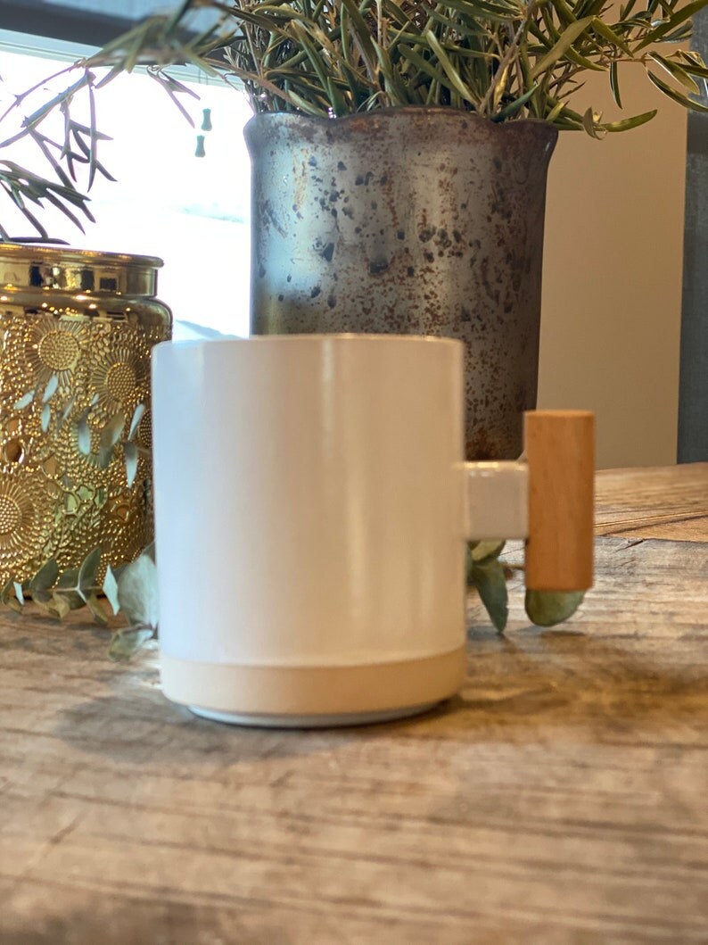 Stackable Ceramic Mugs With Wooden Handle - Etsy