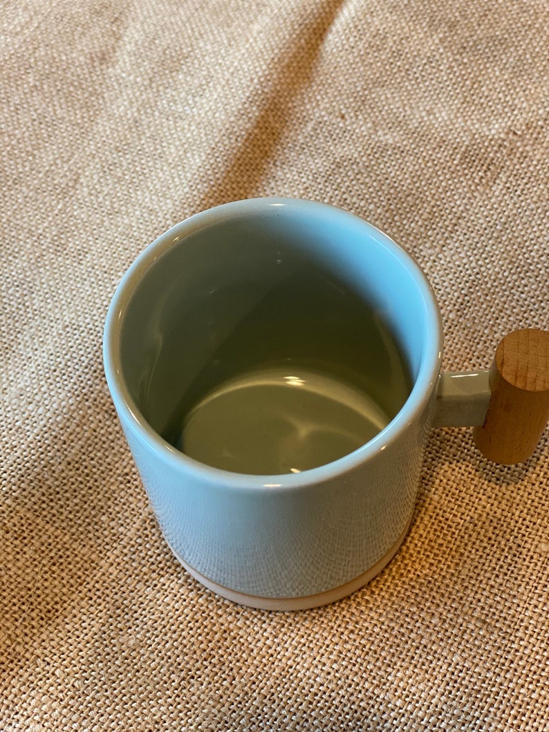 Stackable Ceramic Mugs With Wooden Handle - Etsy