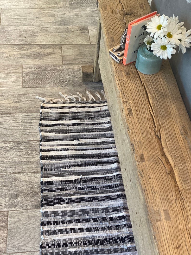 Hand Woven Chindi Rug, Colorful Small Area Rug, Mustard Chindi Rug, Red ...