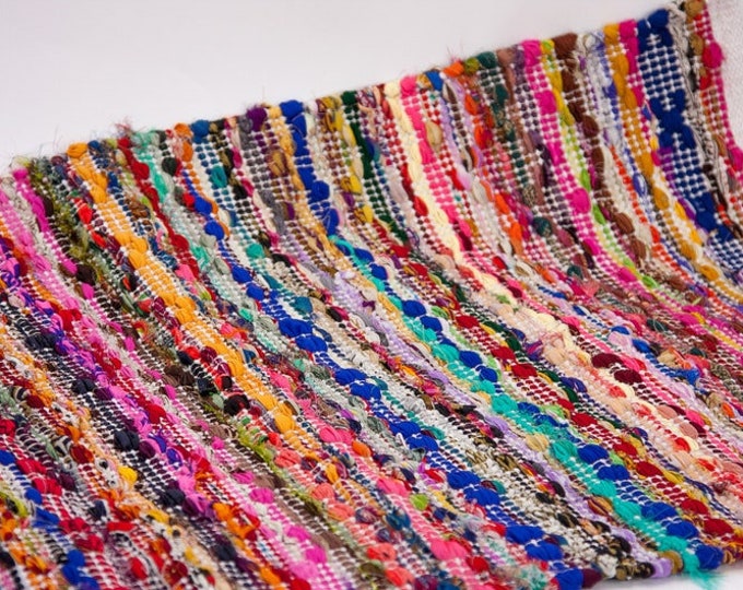 Hand Woven Colorful Chindi Style Rattan Rug, 36x24, Entryway Rug ...