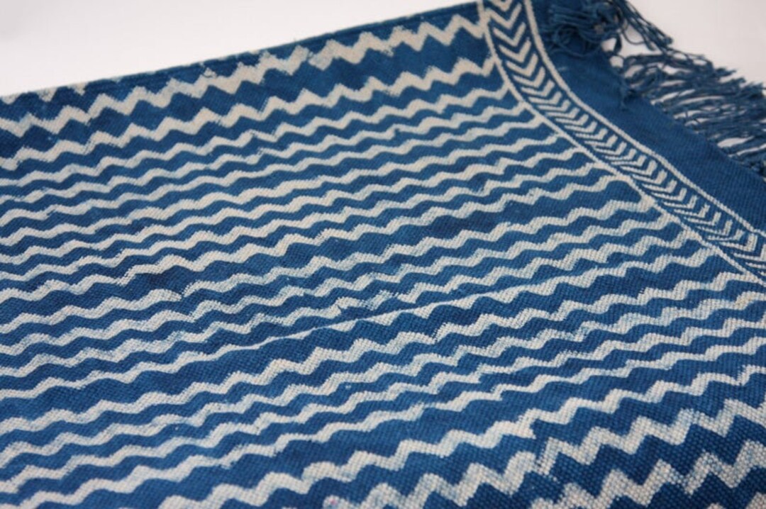 Indigo Blue Authentic Indian Hand Block Printed Rug, 100% Cotton, 34X60 ...
