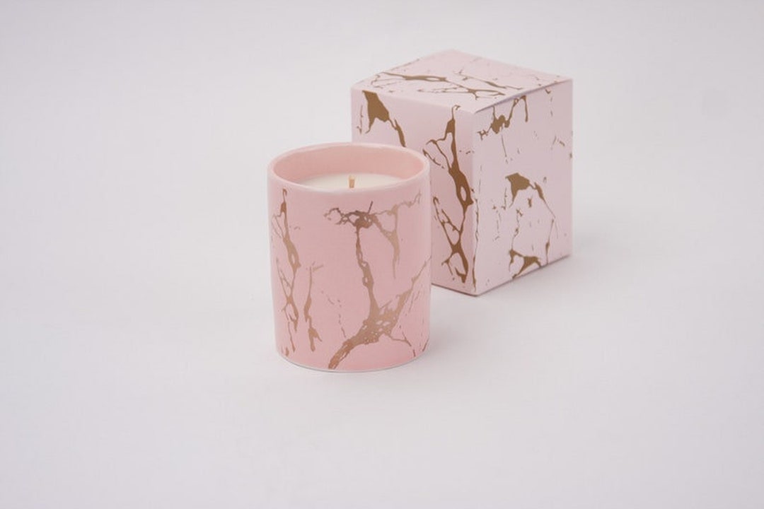 Lemon Jasmine Basil Pink Marble Soy Candle Rosemary - Etsy