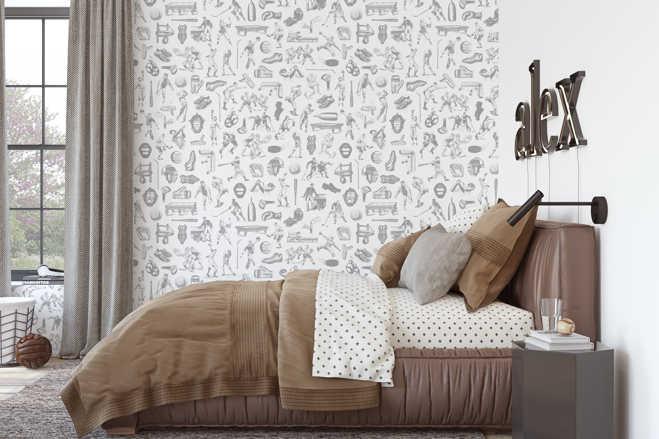 Letterman (grey) Wallpaper - Etsy